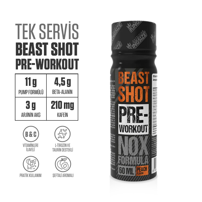 Kingsize Nutrition Beast Shot Pre-Workout 60 mL 1 Adet | Supplementler