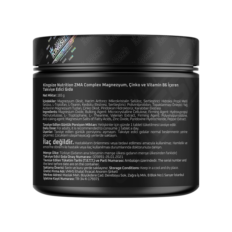 Kingsize Nutrition ZMA Complex 100 Tablet | Supplementler